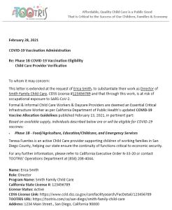 It’s Your Turn! Verification Letter Generator for Child Care Providers